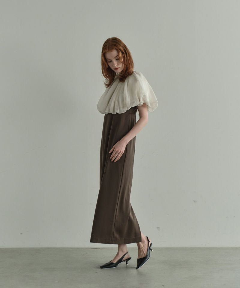 ANDRESD balloon hemline dress ブラウン - パーティードレス